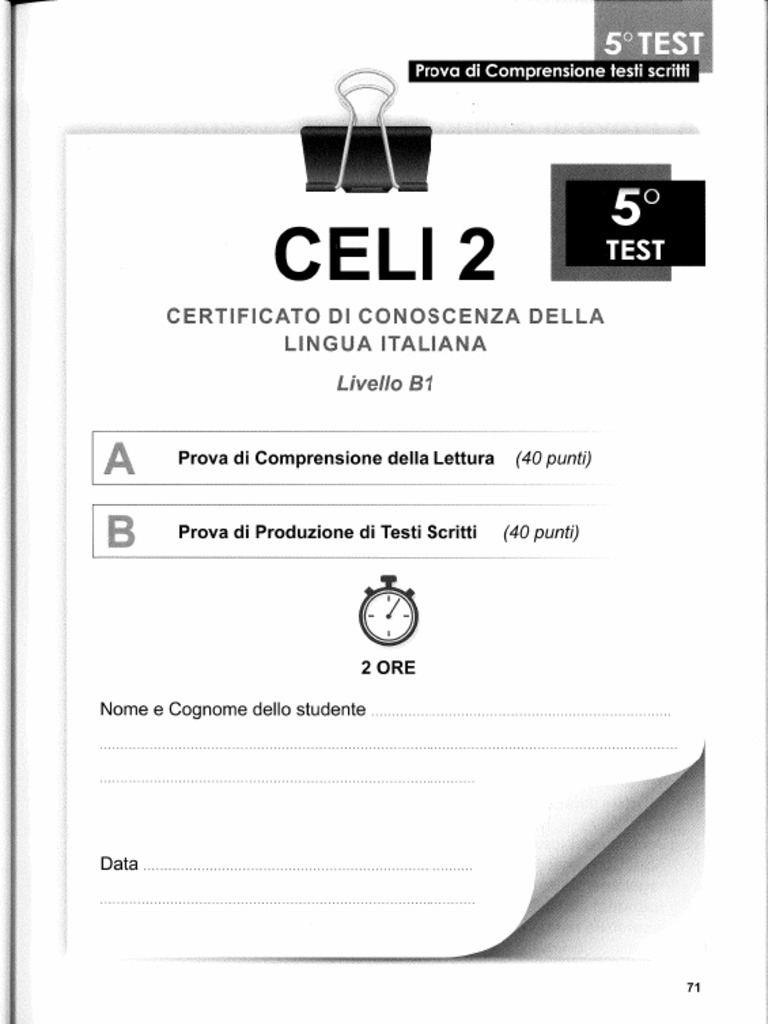 Celi - Test - 5 Livello - B1 | PDF