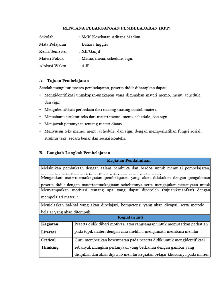 5. BING_XII_INTAN DWI LESTARI_RPP SIGN ADIWIYATA_ KONSERVASI AIR | PDF
