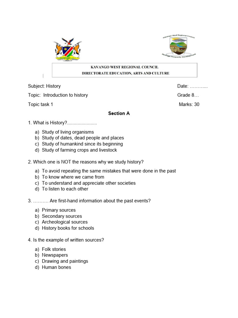 Introduction to History for Grade 8 | PDF | Liberal Arts Education