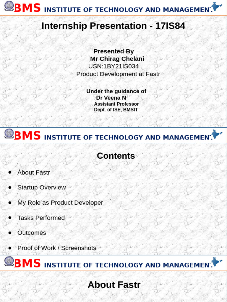 Internship Presentation Sample PPT | PDF | Business | Business Economics