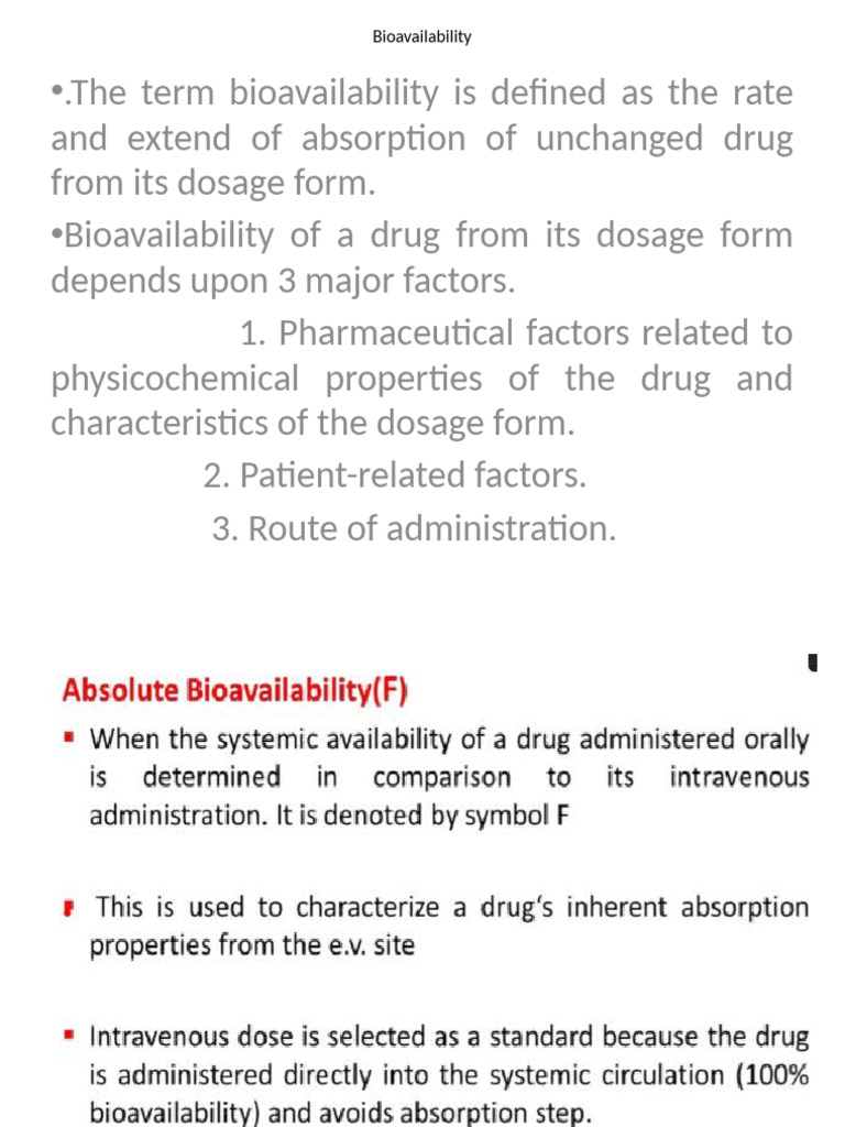 Bio Availability | PDF