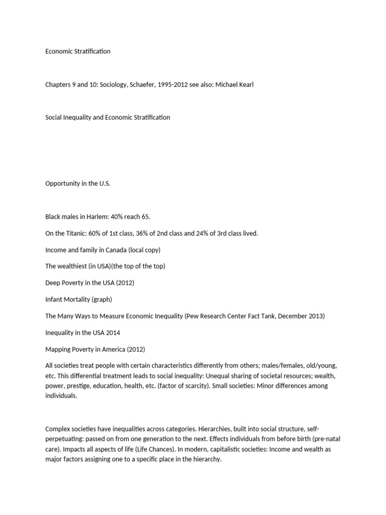 Economic Stratification | PDF | Social Mobility | Income Inequality In ...