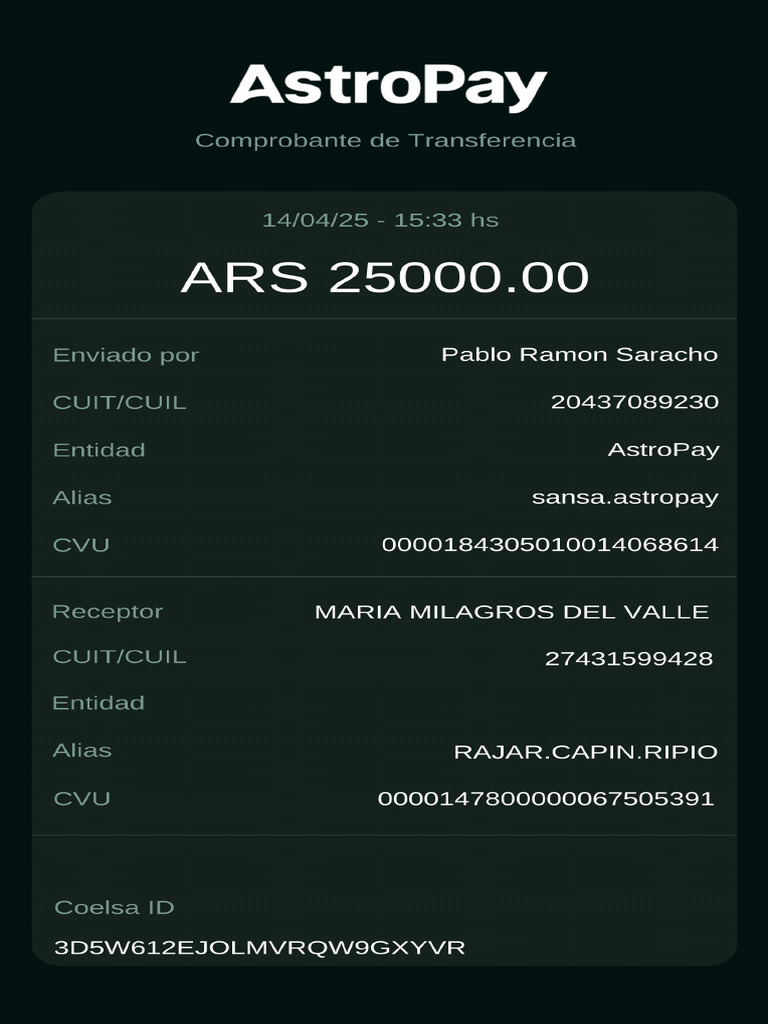 Recibo AstroPay | PDF