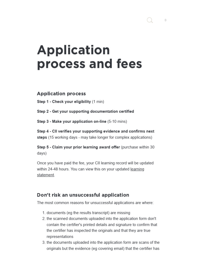 Application Process and Fees - Chartered Insurance Institute (CII ...