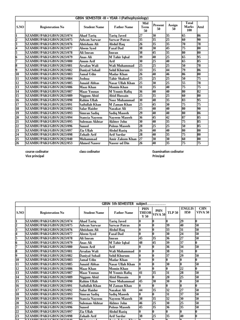 Bsn 5th Mids 2025 PHN Rresult | PDF