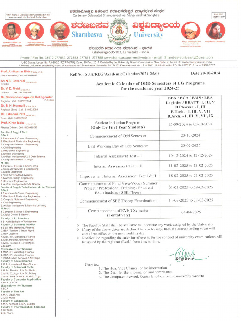 6 - ODD Semester UG Academic Calendar 2024-25-Merged | PDF