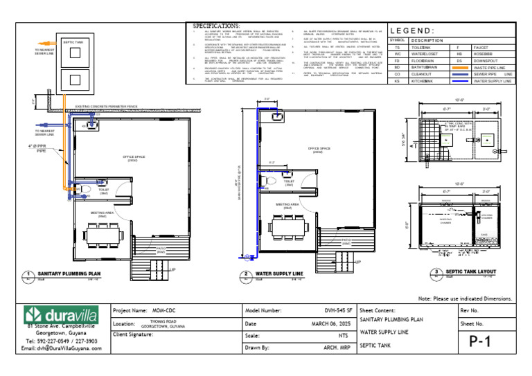 DVH-545 Sf-2room 1b-Modular Office-Plumbing Plan | PDF | Sanitary Sewer | Plumbing