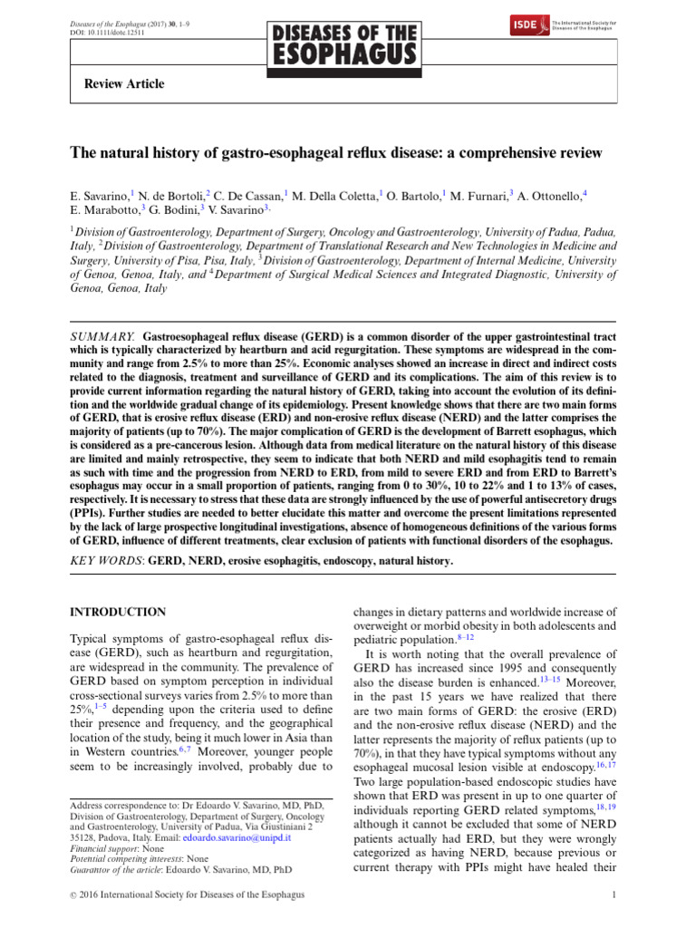 The Natural History of Gastro-Esophageal Reflux Di | PDF ...