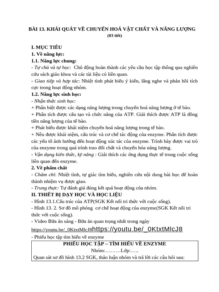 Bai 13_ Khai Quat Ve Chuyen Hoa Vat Chat Va Nang Luong | PDF
