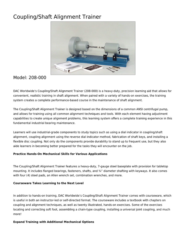 Coupling - Shaft Alignment Trainer - Hands-On Industrial Skills ...