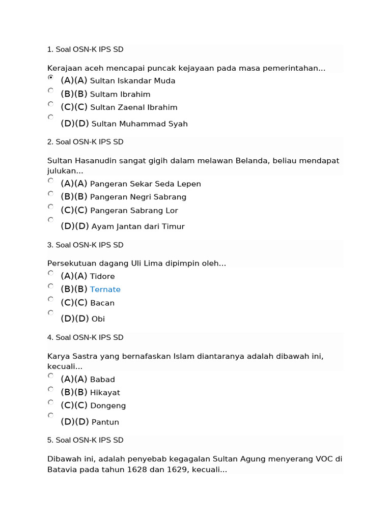 Latihan soal IPAS OSN | PDF