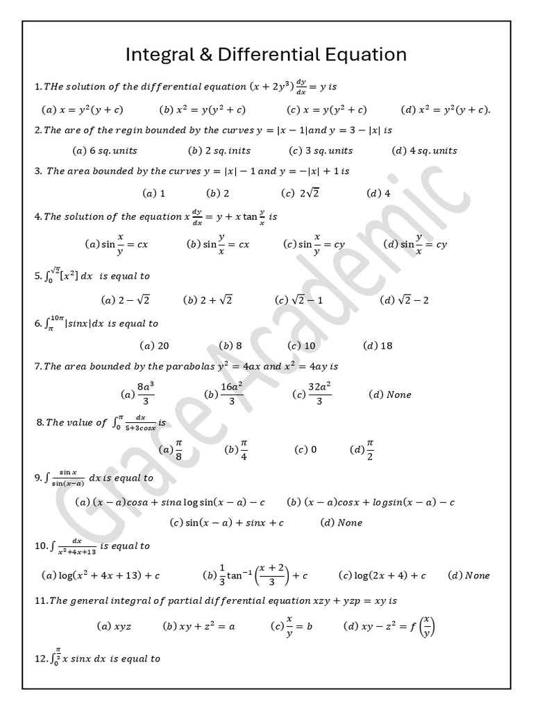 Integral & Differential Equation | PDF | Equations | Mathematical Objects