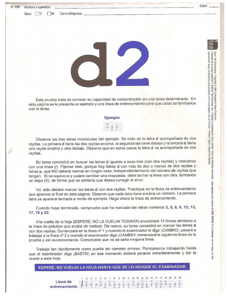D2 Test de Atencion | PDF