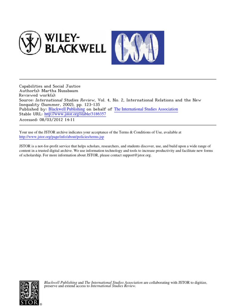 Nussbaum Capabilities and Social Justice | PDF | Human Development ...