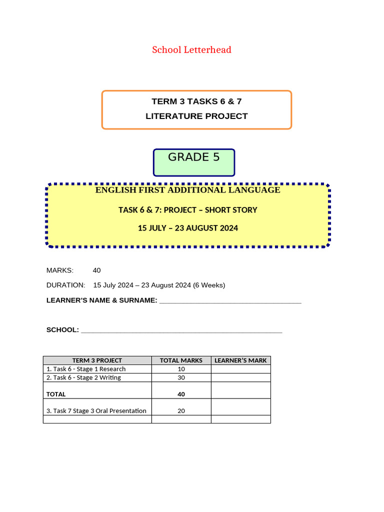 Grade 5 Term 3 English Project Guide | PDF | Human Communication ...