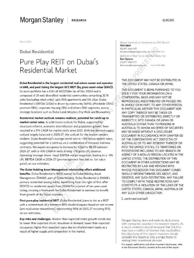 Dubai Residential REIT - MS | PDF