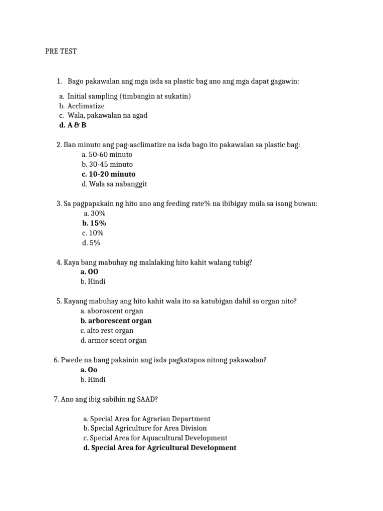 Saad - Pre Test | PDF