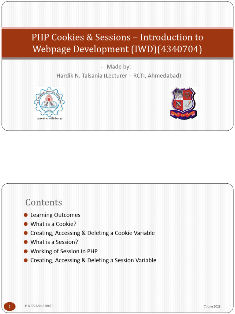 IWD - Unit 4 - Part 2 - Cookies & Sessions | PDF | Http Cookie | Php