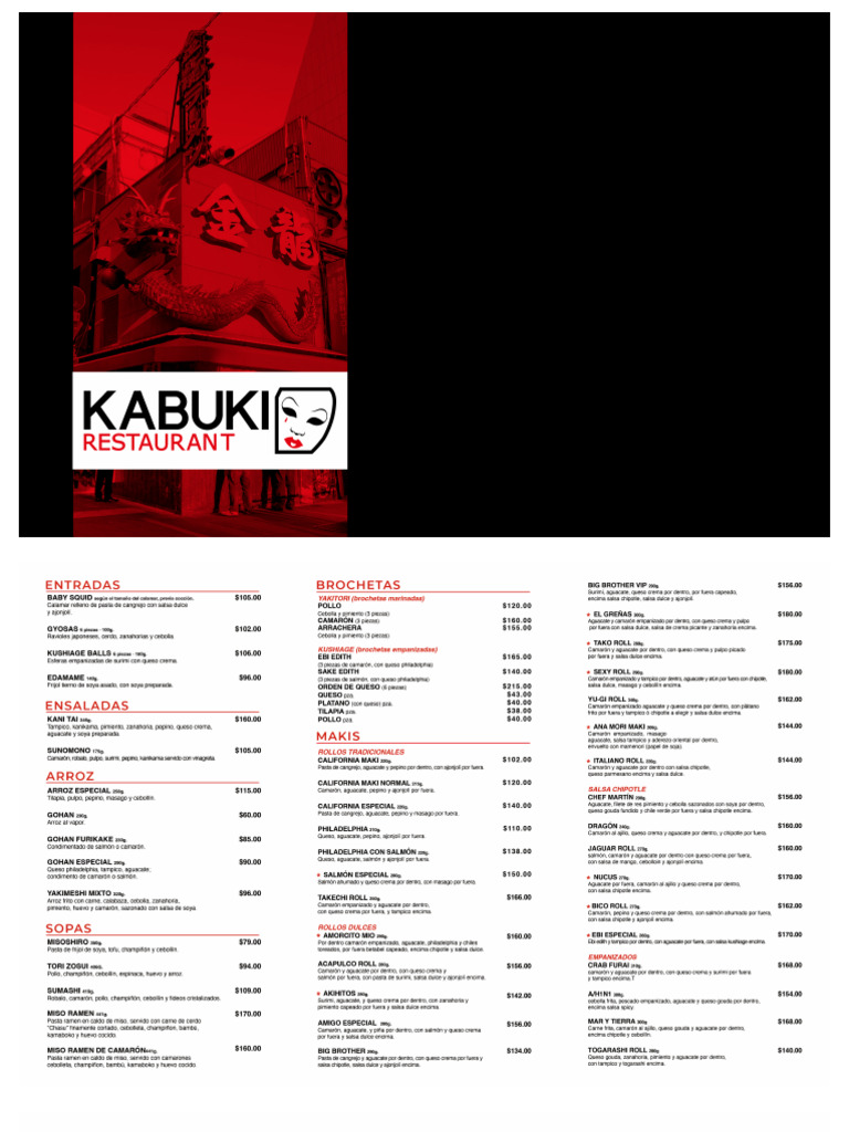 Kabuki Menu 2023 | PDF