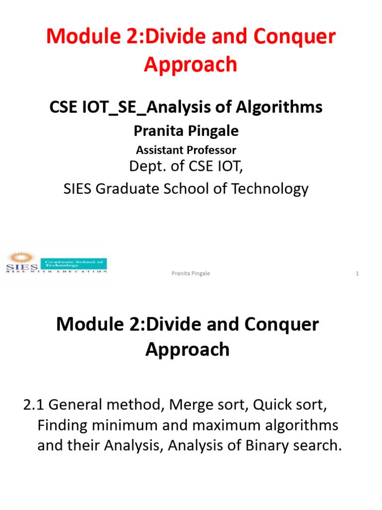 Module 2 Divide and Conquer Approach | PDF | Computer Programming | Computer Science
