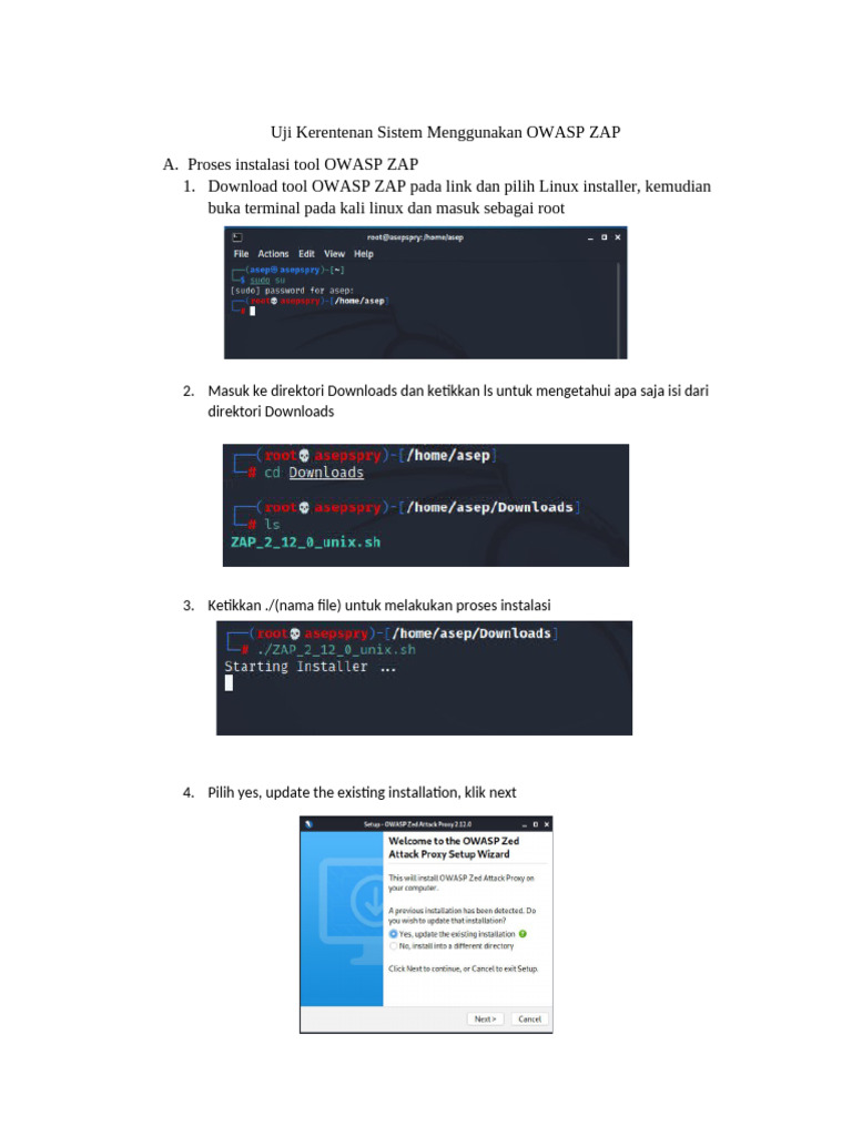 Uji Kerentenan Sistem Menggunakan OWASP ZAP - Asep | PDF