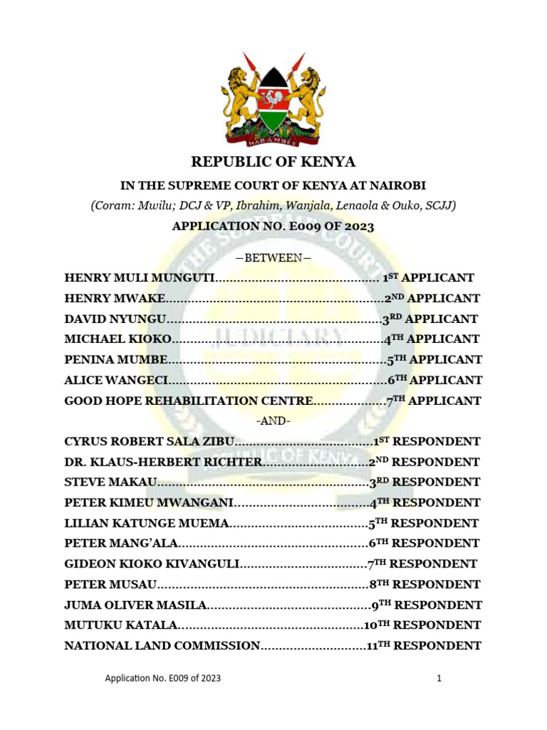 SC Application No. E009 of 2023 Henry Munguti Others V Cyrus Robert ...