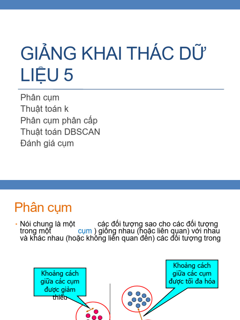 Datamining Lect5 Clustering The K Means Algorithm Hierarchical Clustering The Dbscan