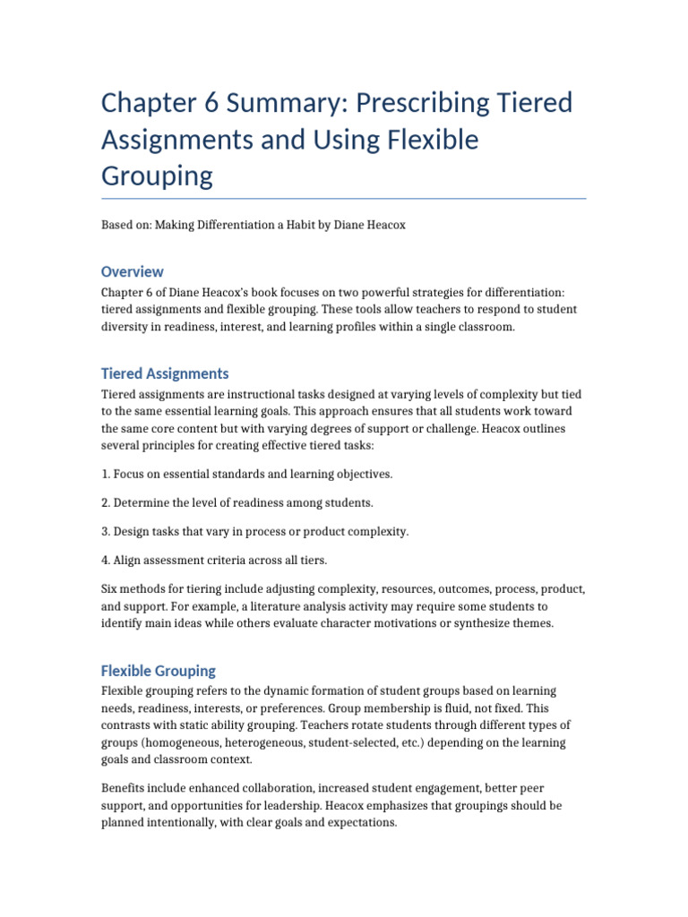 Differentiation Strategies: Tiered Assignments & Grouping | PDF ...