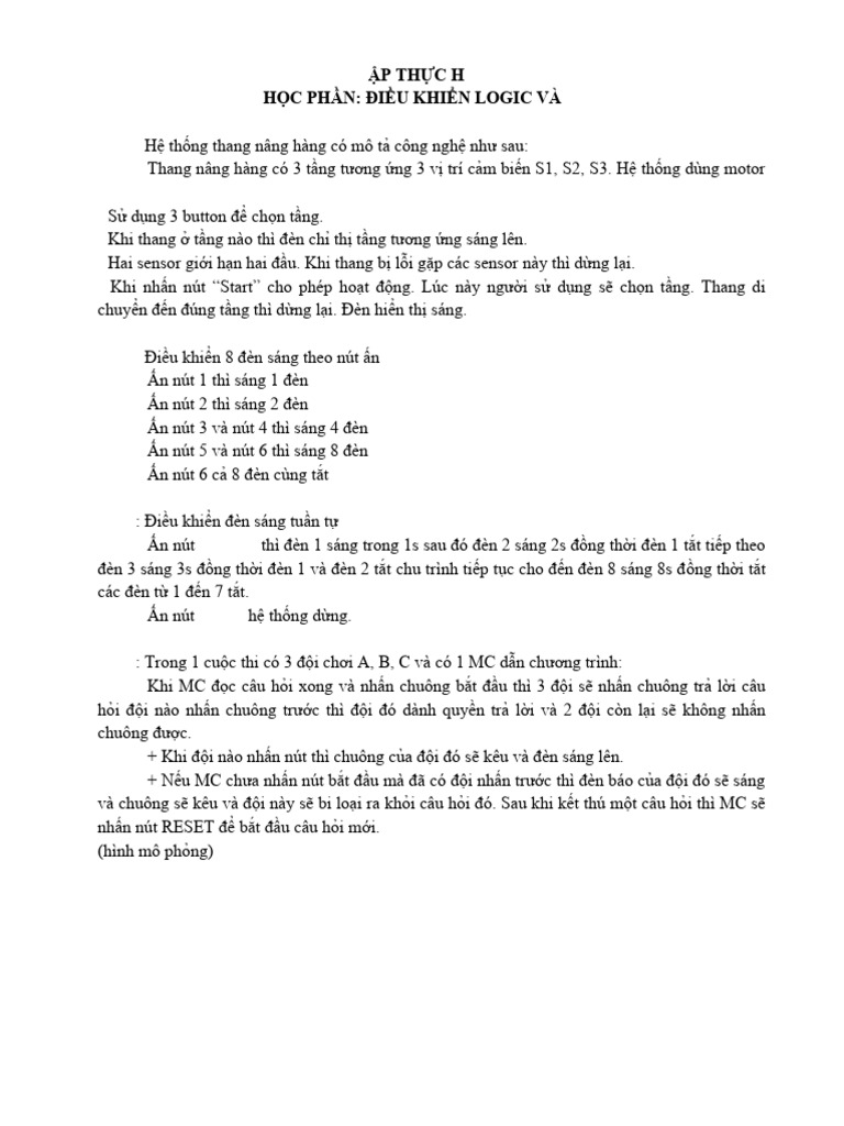 BT - Thuc Hanh PLC - 2024 | PDF