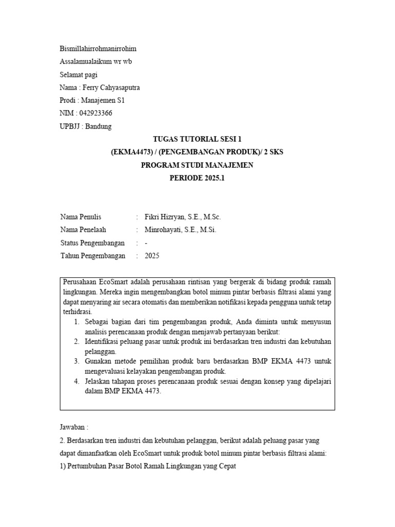 Tugas 1 Pengembangan Produk | PDF