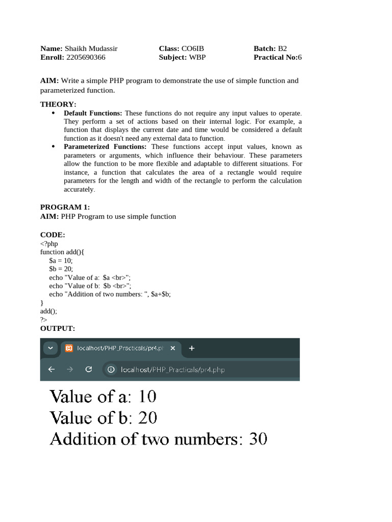 PHP Practical 6 | PDF