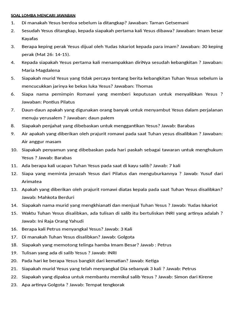 Soal Lomba Mencari Jawaban | PDF