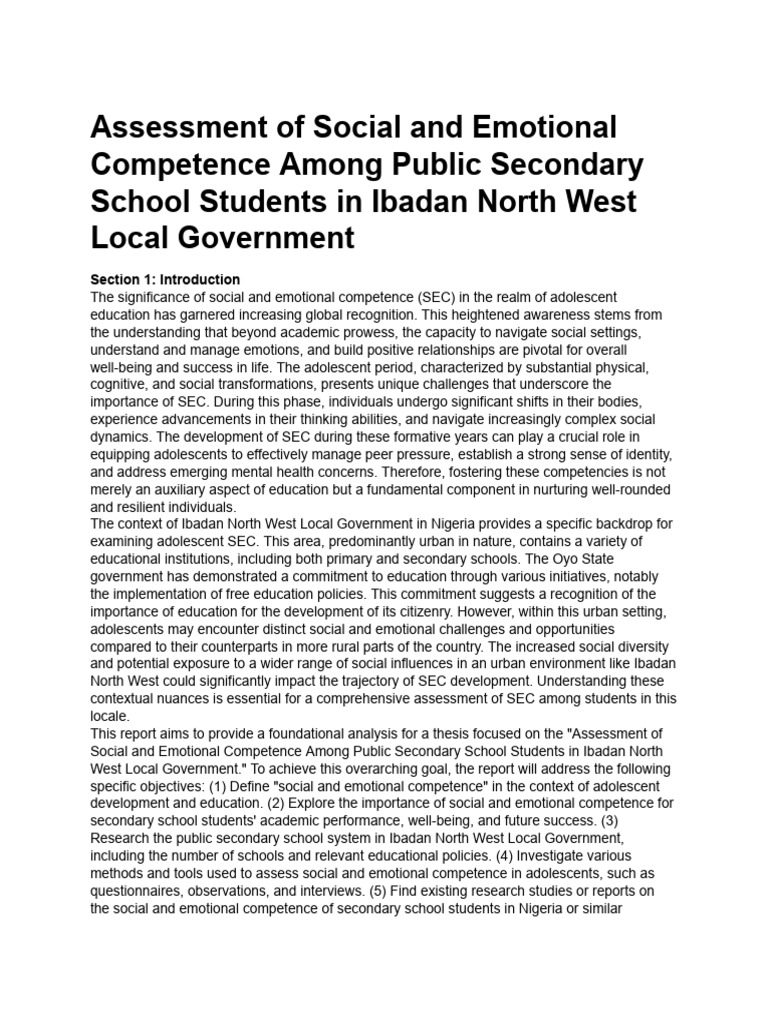 Social Emotional Competence Assessment | PDF | Adolescence ...