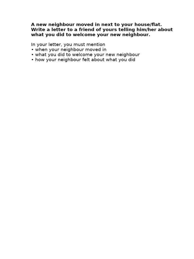 A New Neighbour Moved in Next To Your House | PDF