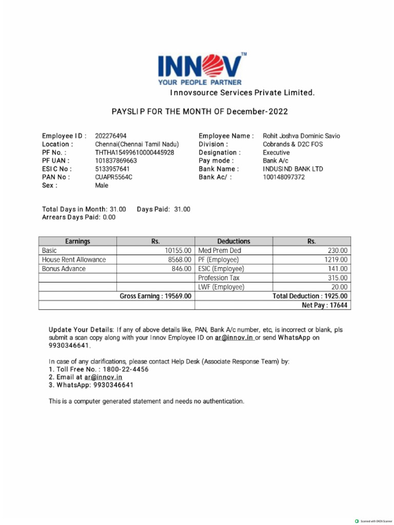 Innov Payslip | PDF