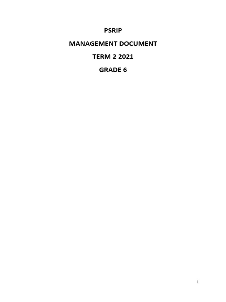 PSRIP Grade 6 Term 2 Management Guide | PDF | Reading Comprehension ...