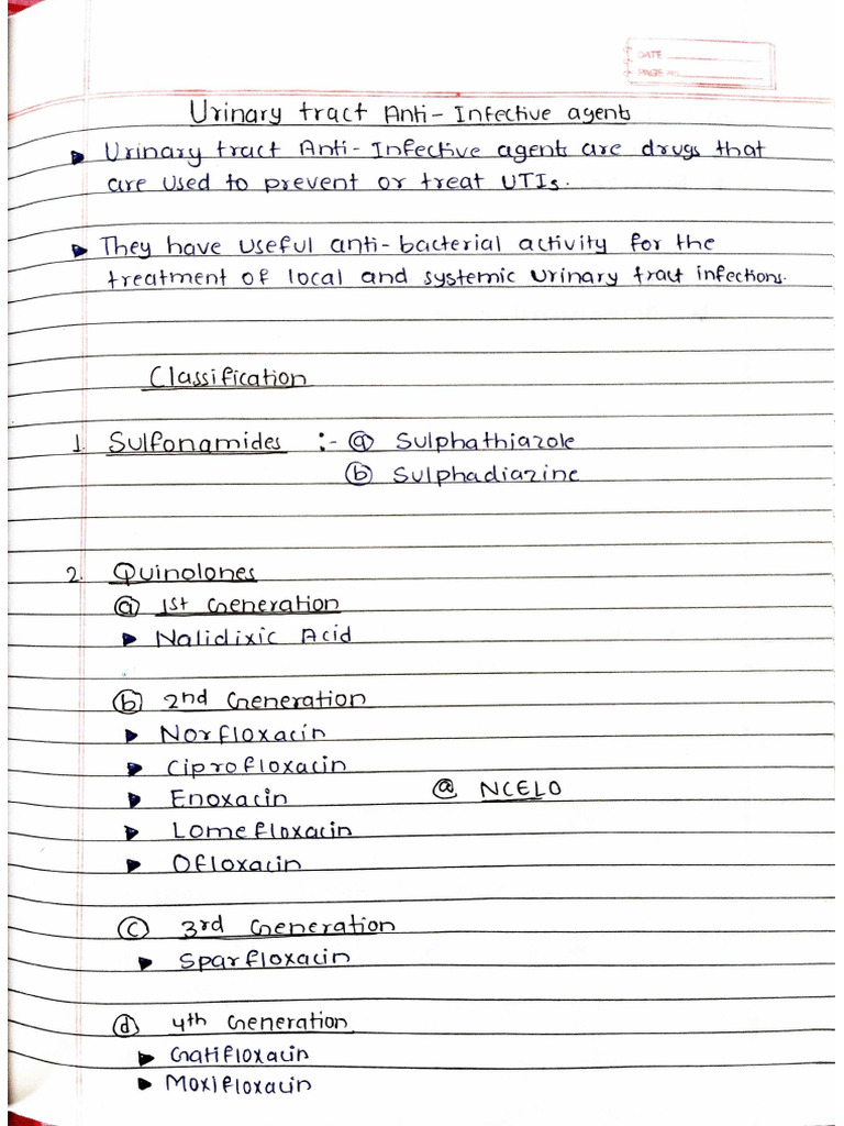 Urinary Tract Anti Infective Agents Medicinal Chemistry Bpharmacy | PDF