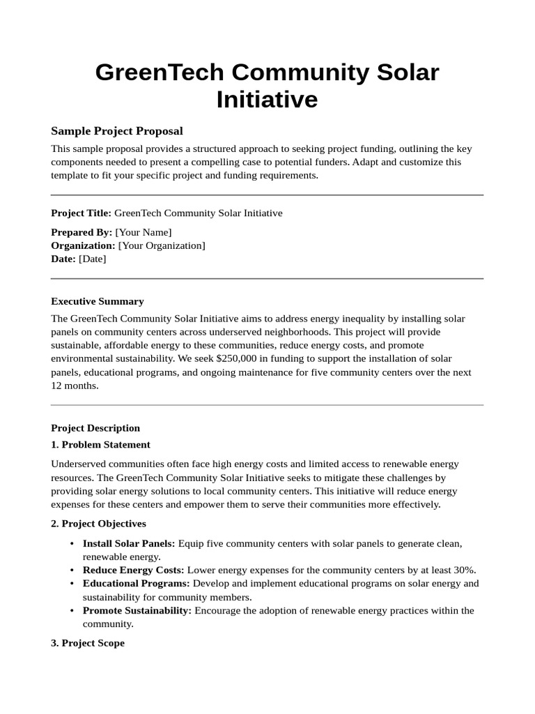 GreenTech Community Solar Initiative Proposal | PDF | Environmental ...