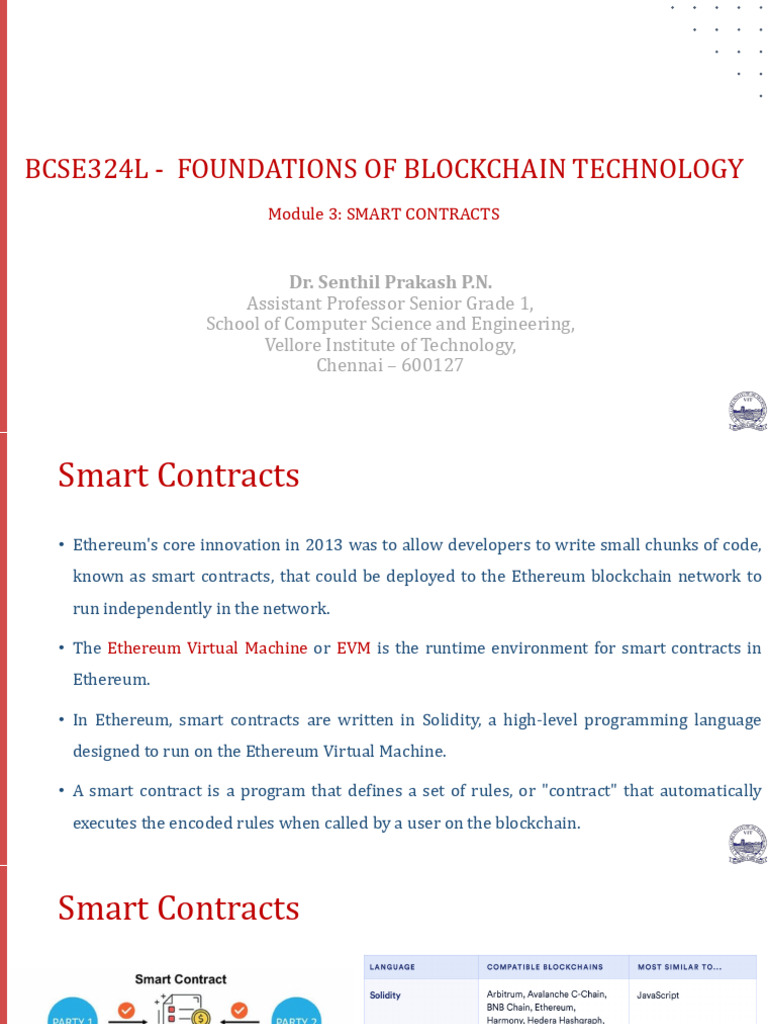 Module 3 - Smart Contracts | PDF | Information | Computer Program