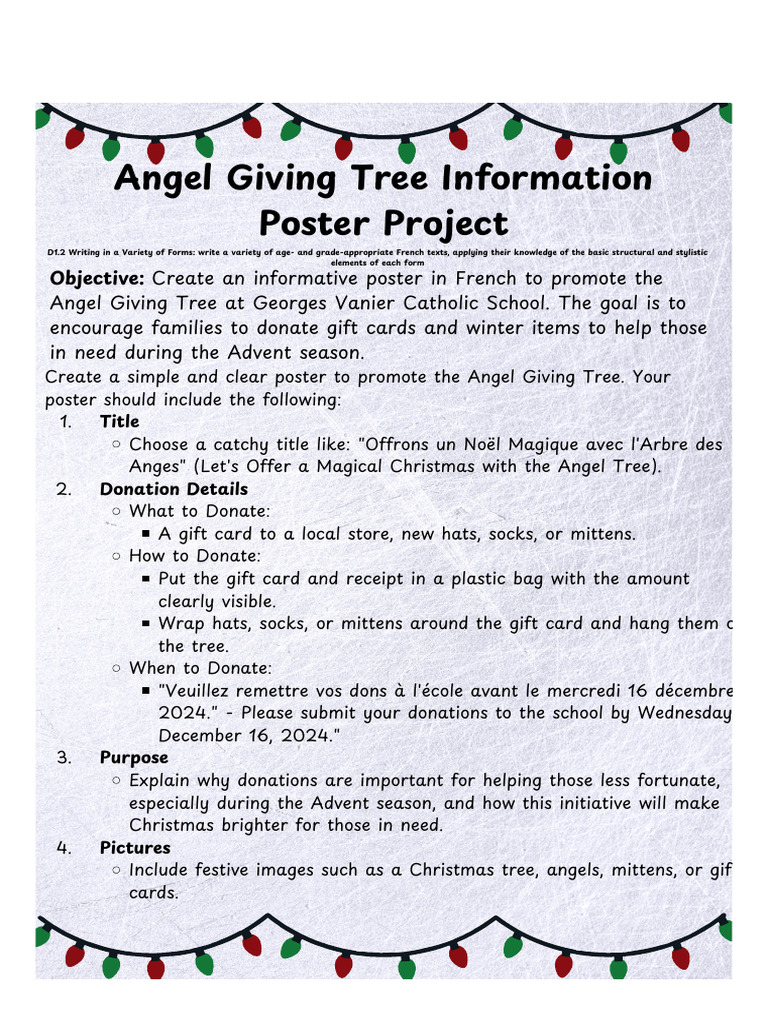 Angel Giving Tree Information Poster Project | PDF