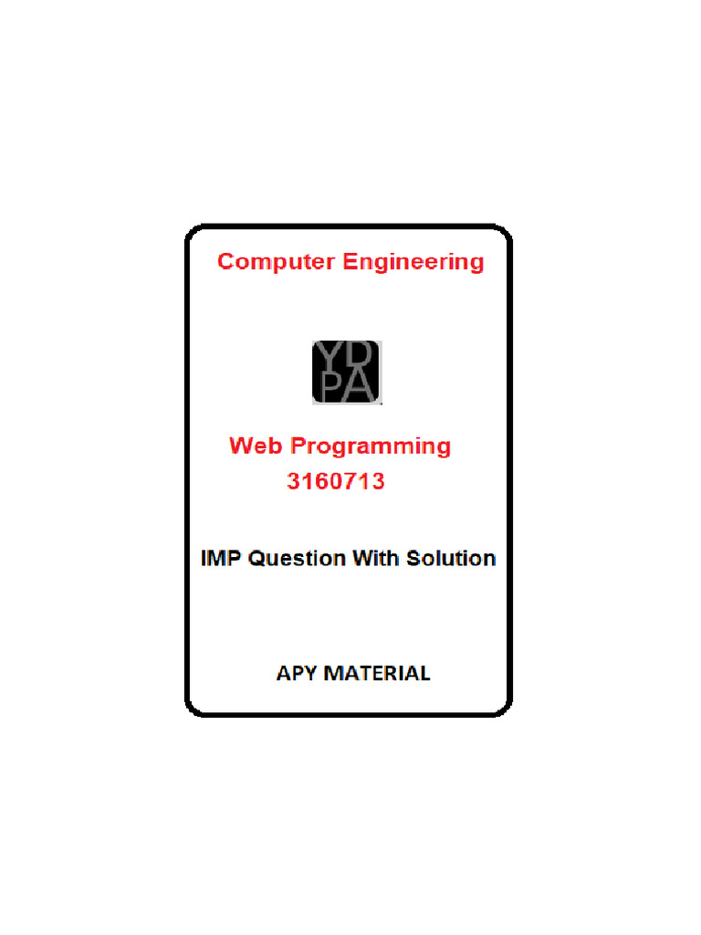 Web Programming Imp Questions With Answeers | PDF | Hyperlink | Http Cookie