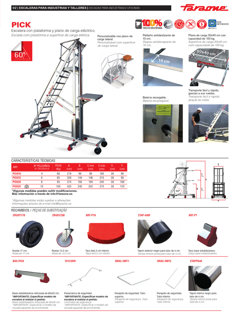 PICK Escalera Con Plataforma y Plano de Carga Electrico | PDF | Células Galvánicas | Almacen de ...