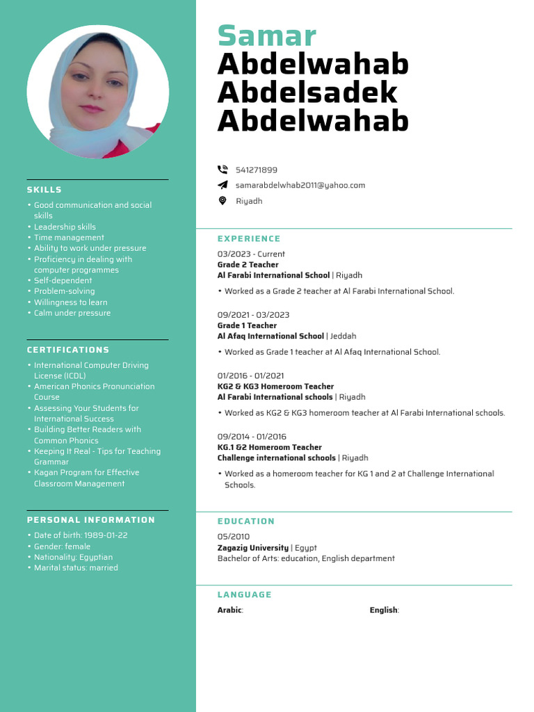 Samar AbdelwahabAbdelsadekAbdelwahab CV | PDF | Linguistics | Cognition