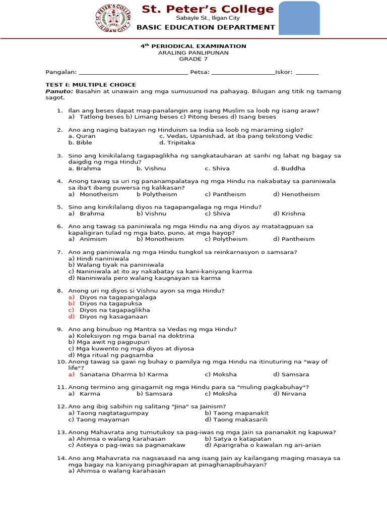 Ap-4th Periodical Examination. | PDF