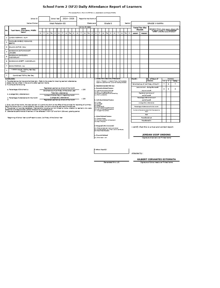 SF2 - 2024 - Grade 5 - GRADE V-NARRA | PDF | Social Policy | Human ...