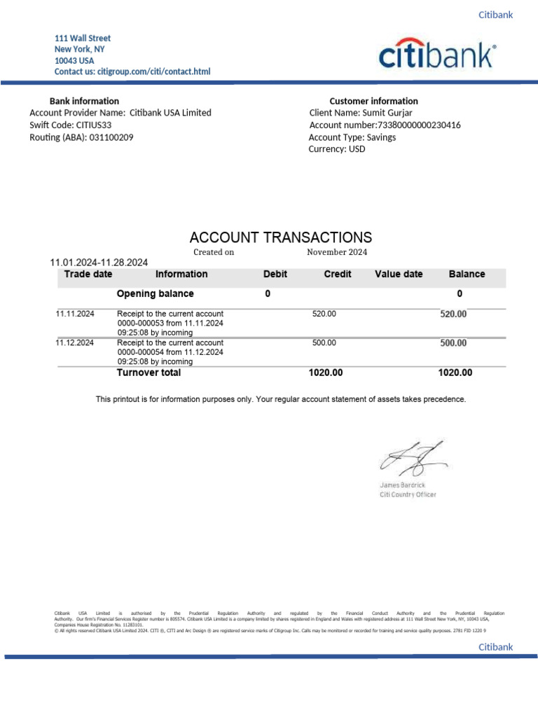 Bank Statement Citibank | PDF | Citigroup | Citibank