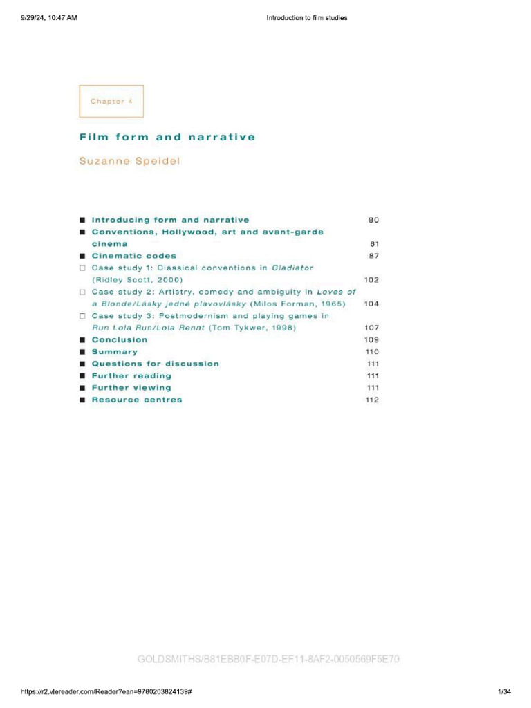 W1 Film Form and Narrative | PDF