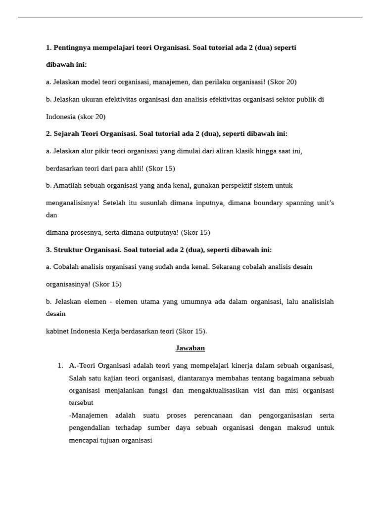 Tugas 1 Sesi 3 Teori Organisasi 1 | PDF