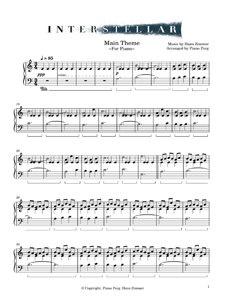 Main Theme From Interstellar Hans Zimmer Piano - ILIDE - INFO Platform ...