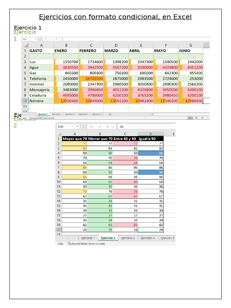 Ejercicios Con Formato Condicional | PDF